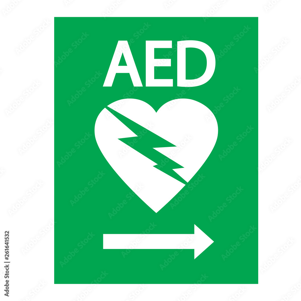 AED,automated external defibrillator / aed sign with heart and ...