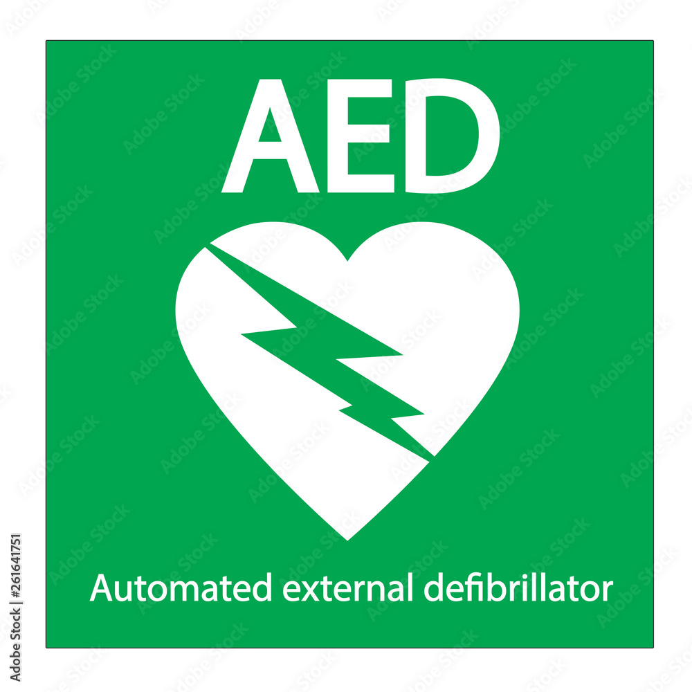 AED,automated external defibrillator / aed sign with heart and ...