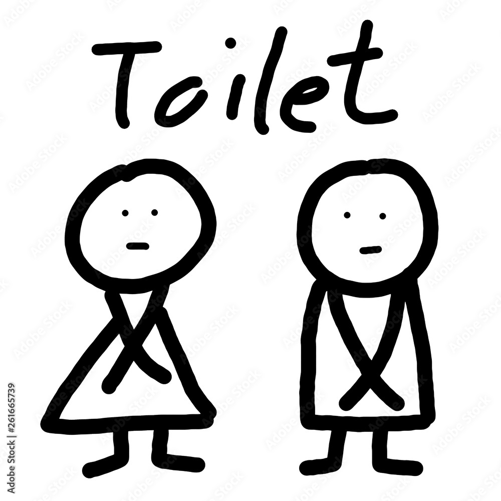 Toilet Sign Hand Drawn Icons Cartoon , WC , Restroom , Sign Icons Stock ...