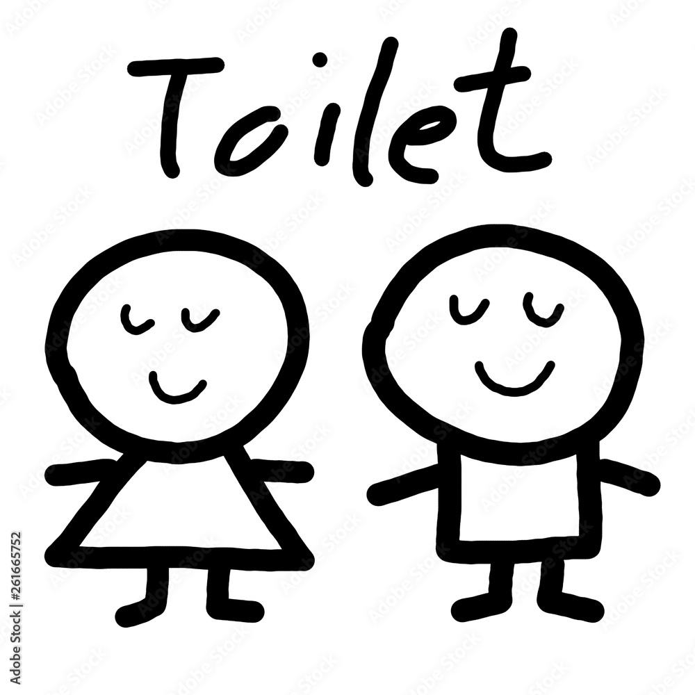 Toilet Sign Hand Drawn Icons Cartoon , WC , Restroom , Sign Icons Stock ...