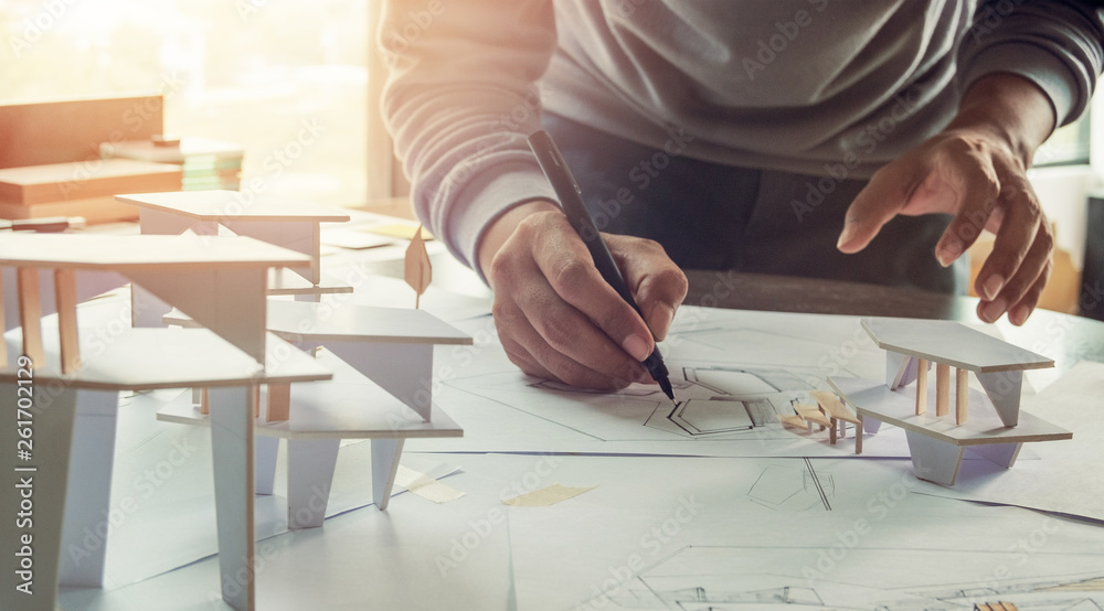 architect design working drawing sketch plans blueprints and making ...