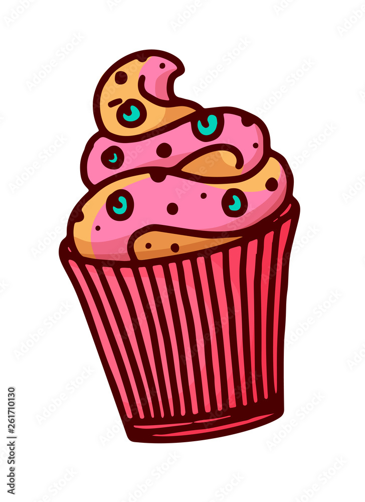 Cartoon cake, great design for any purposes. Vector illustration. Menu ...