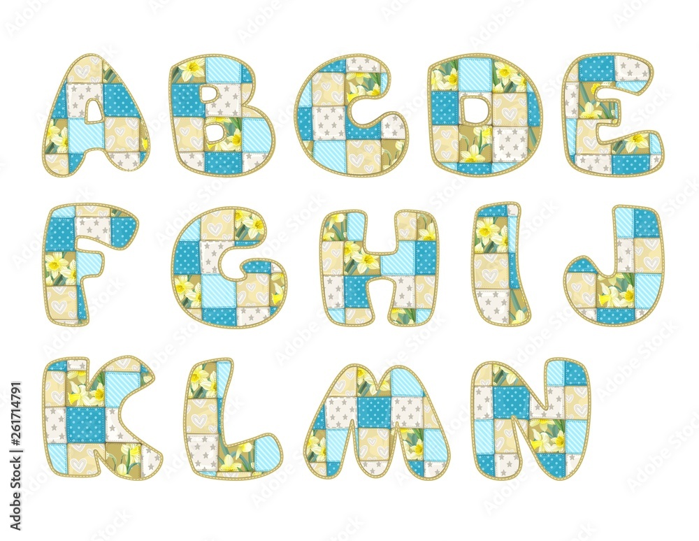Roundish Font from quilted from multi-colored a blanket rag - letter A ...
