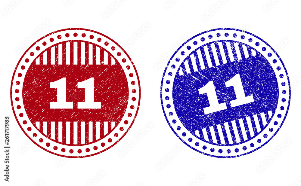 Grunge 11 round stamp seals isolated on a white background. Round seals ...