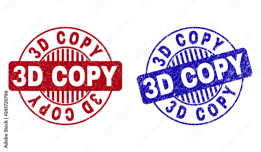 Grunge 3D COPY round stamp seals isolated on a white background. Round ...