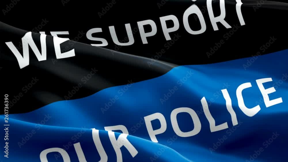 We support police flag video waving in wind. Realistic Thin Blue Line ...