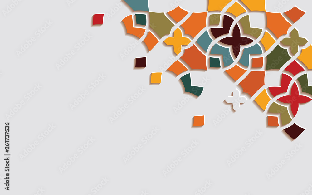 Ornamental colorful patterned stone relief in arabic architectural ...