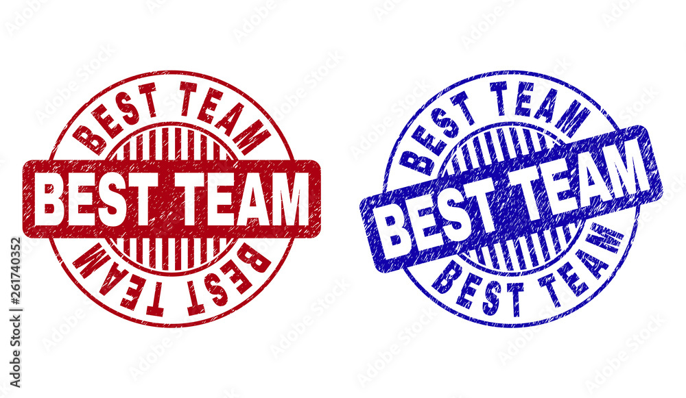 Grunge BEST TEAM round stamp seals isolated on a white background ...