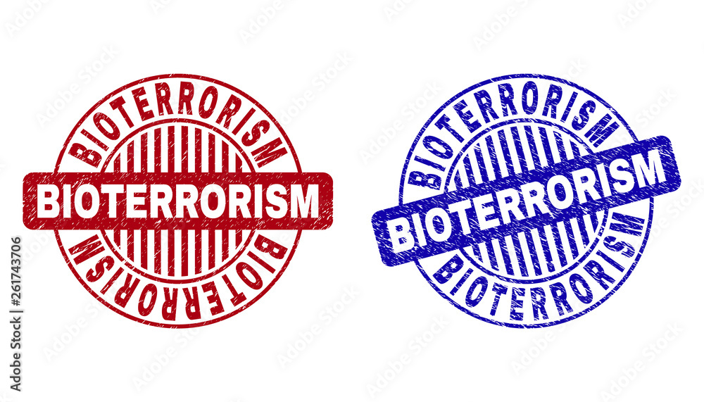 Grunge BIOTERRORISM round stamp seals isolated on a white background ...