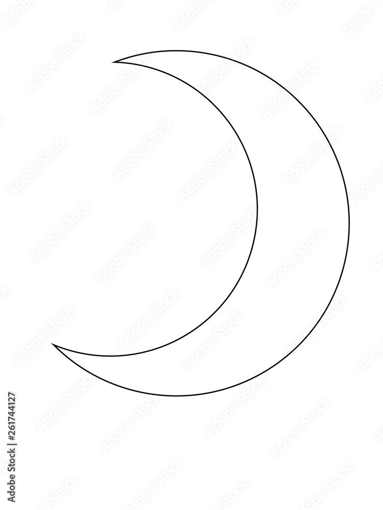 Crescent moon outline. The month of the Muslim symbol. Vector moon for ...