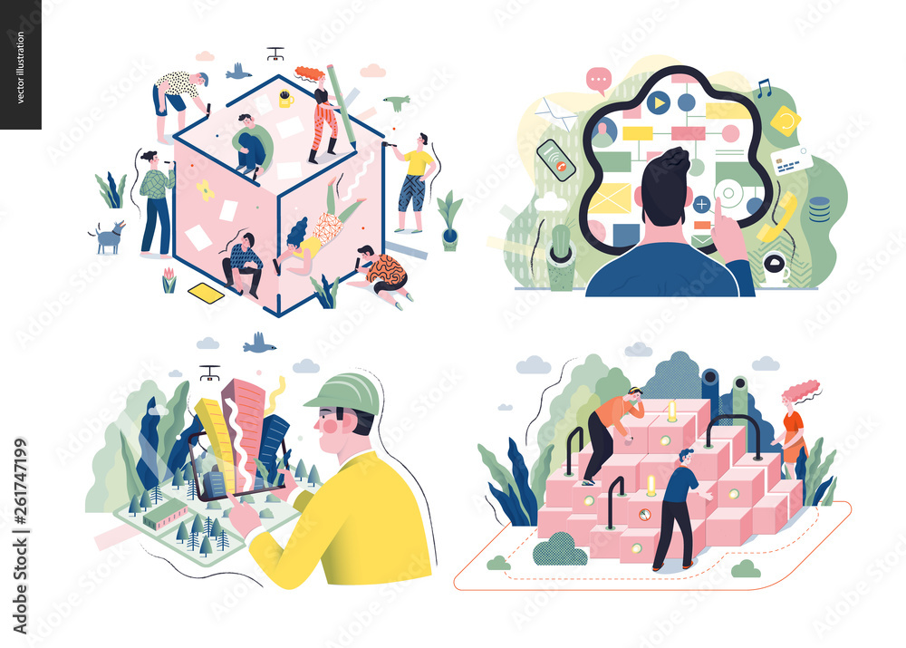 Technology 1 set - modern flat vector concept digital illustration ...