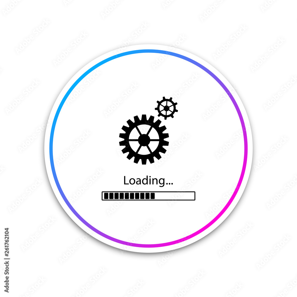 Loading and gear icon isolated on white background. Progress bar icon ...