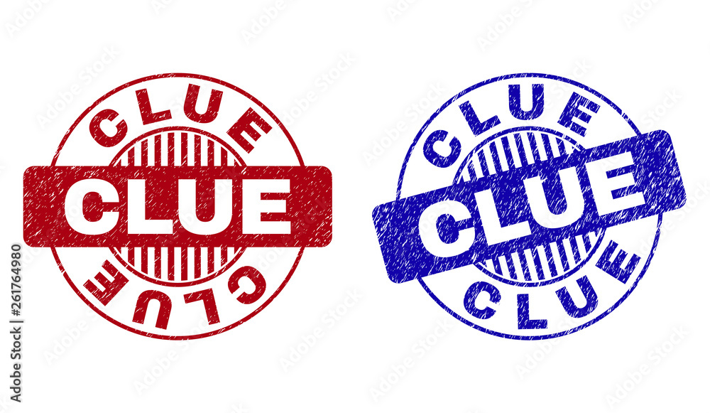 Grunge CLUE round stamp seals isolated on a white background. Round ...