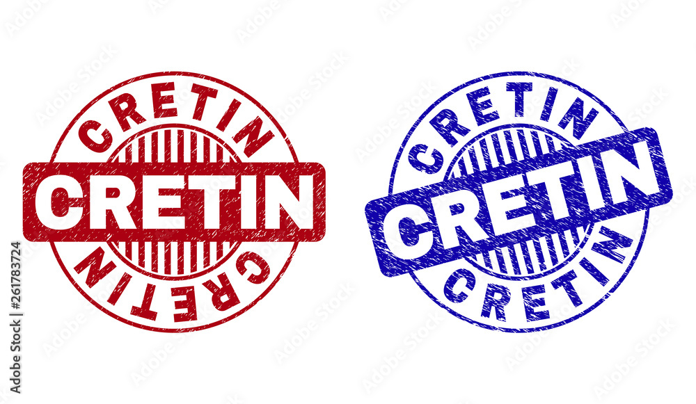 Grunge CRETIN round stamp seals isolated on a white background. Round ...