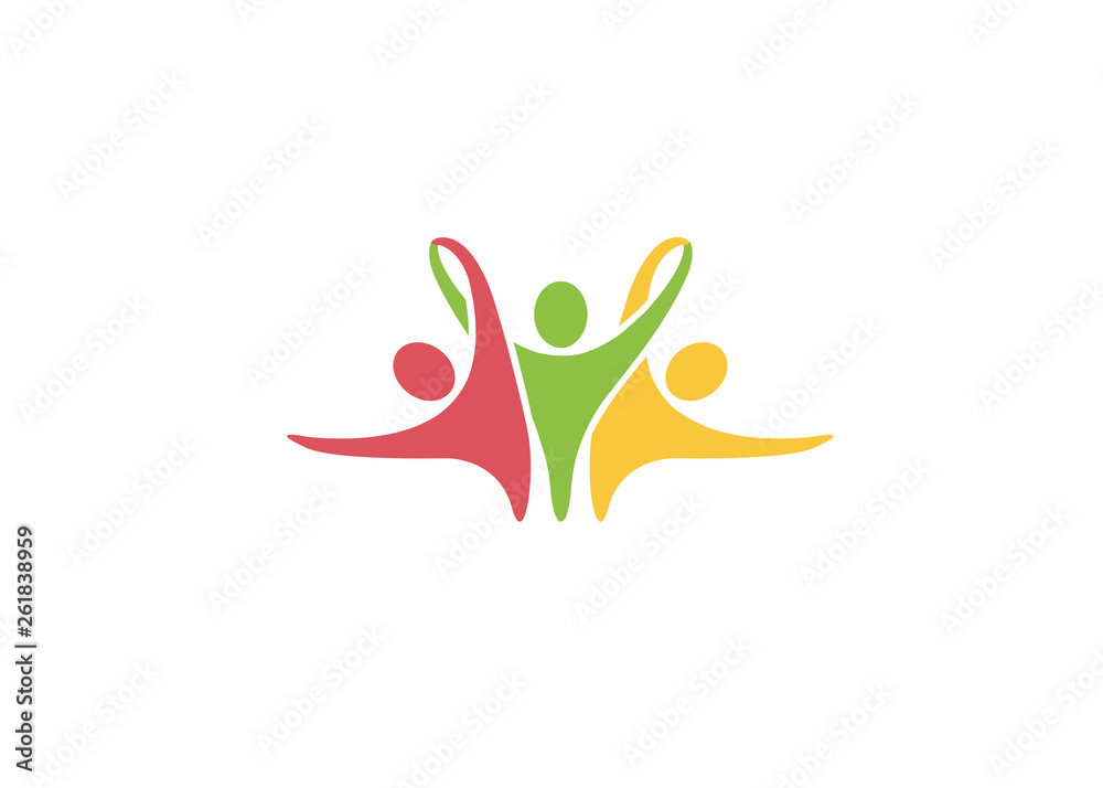 Creative Colorful Three People Logo Stock Vector | Adobe Stock