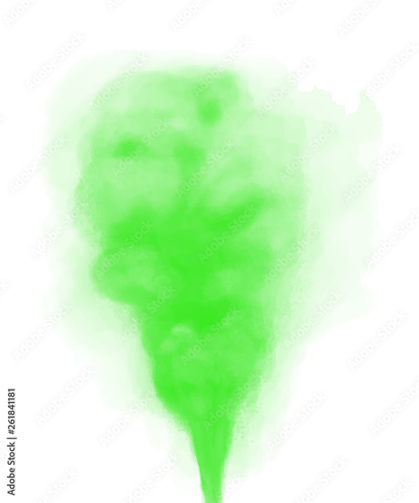 Realistic burning green color smoke firework vector illustration ...