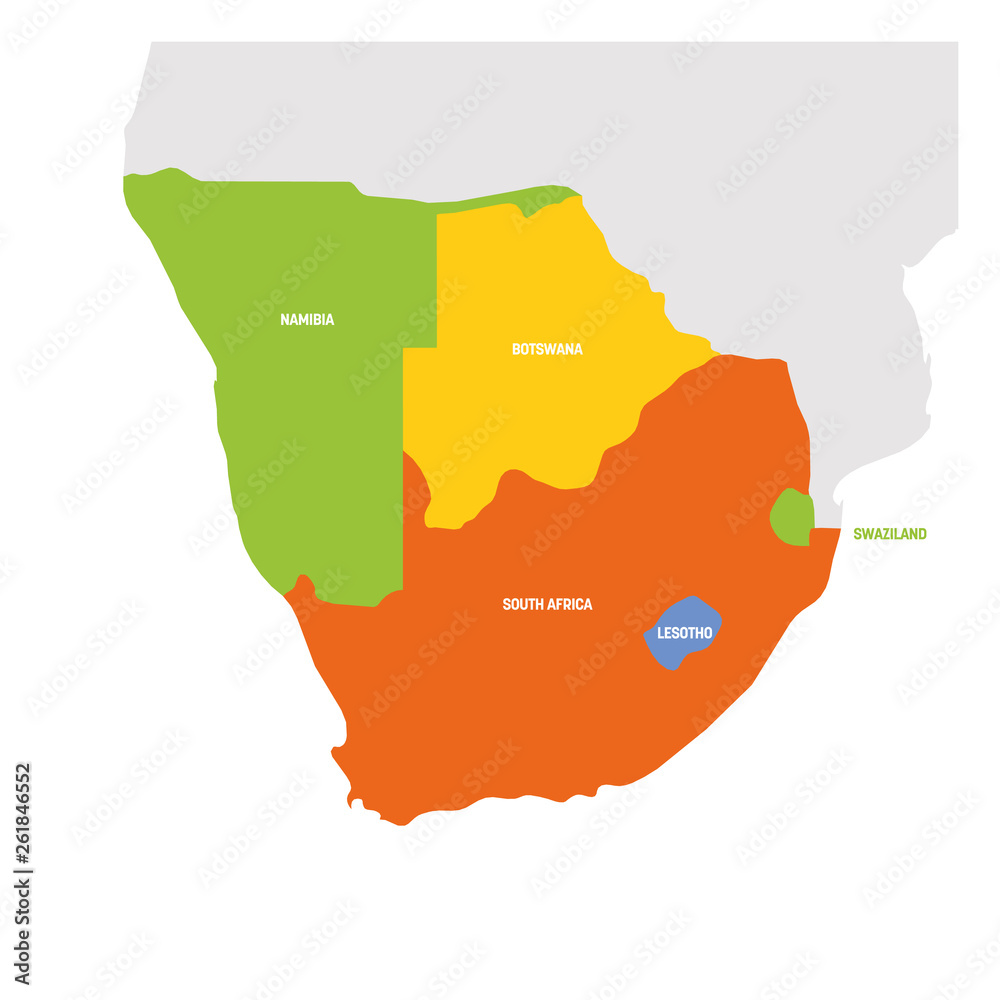 South Africa Region. Map of countries in southern Africa. Vector ...