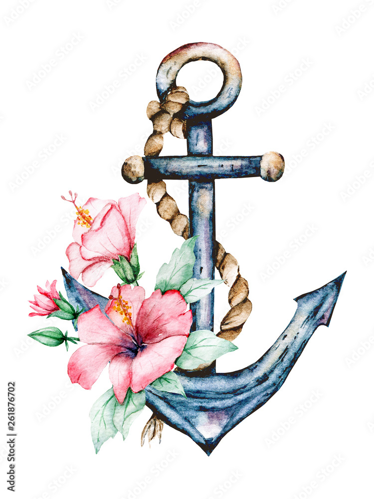 Anchor With Flowers Design