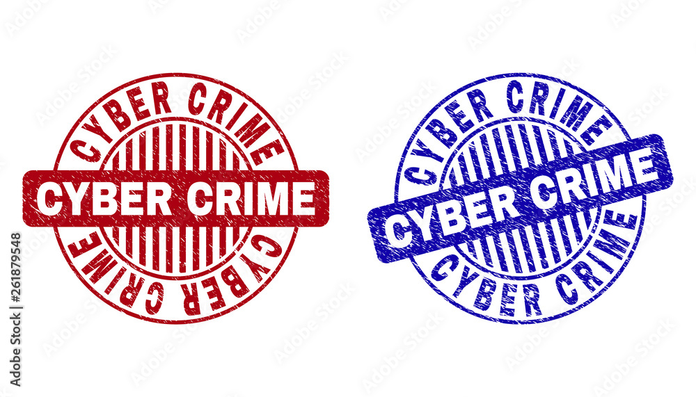 Grunge CYBER CRIME round stamp seals isolated on a white background ...