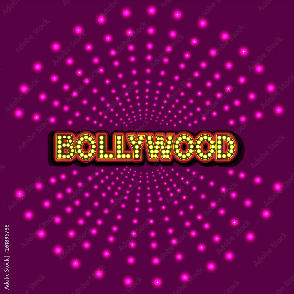 Bollywood traditional indian cinema lettering vector illustration ...