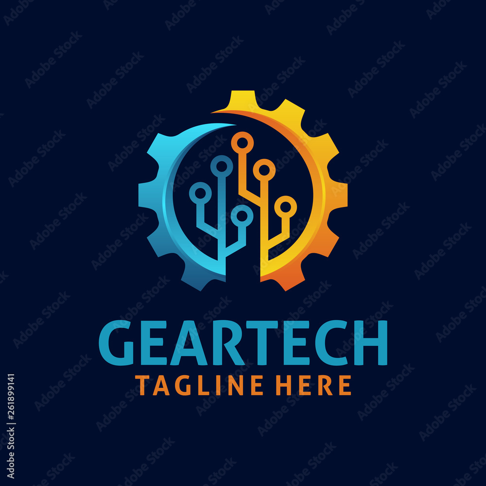 Gear tech logo design Stock Vector | Adobe Stock
