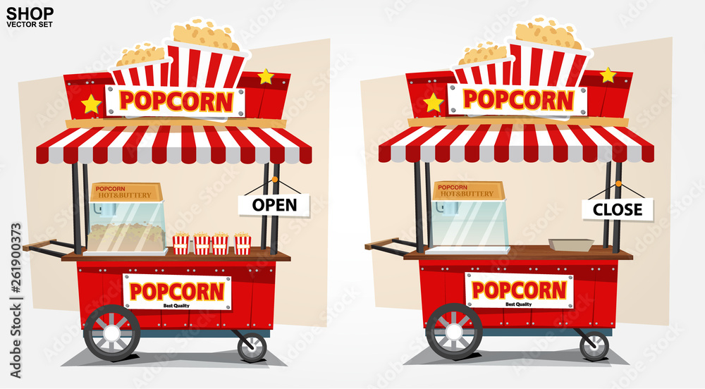 popcorn cart - vector illustration Stock Vector | Adobe Stock