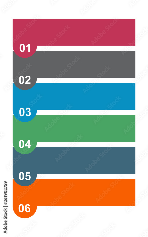 Colorful 6 step infographic diagram. Vector illustration on white ...