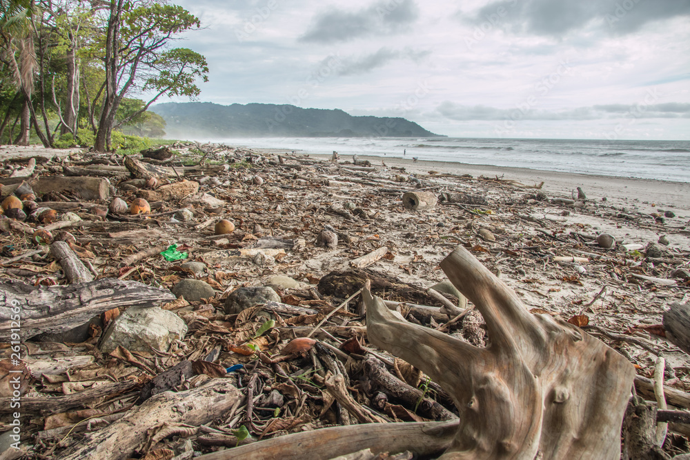 Pollution sur une plage du Costa Rica après de grosse pluies, les ...