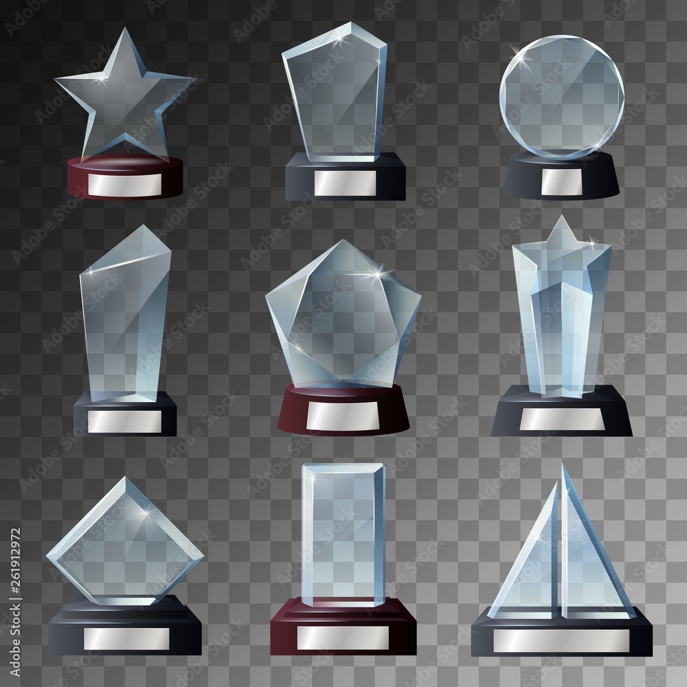 Glass trophy and award templates on bases Stock Vector | Adobe Stock