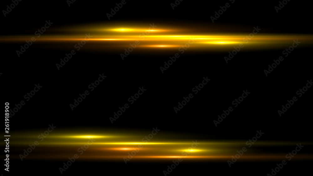 Lens flare glow light effect on black background. Easy to add overlay ...