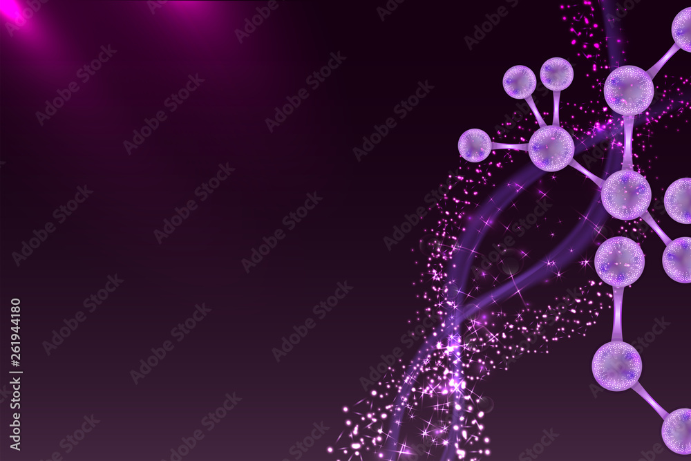 science concept, purple DNA background with space for text, vector ...