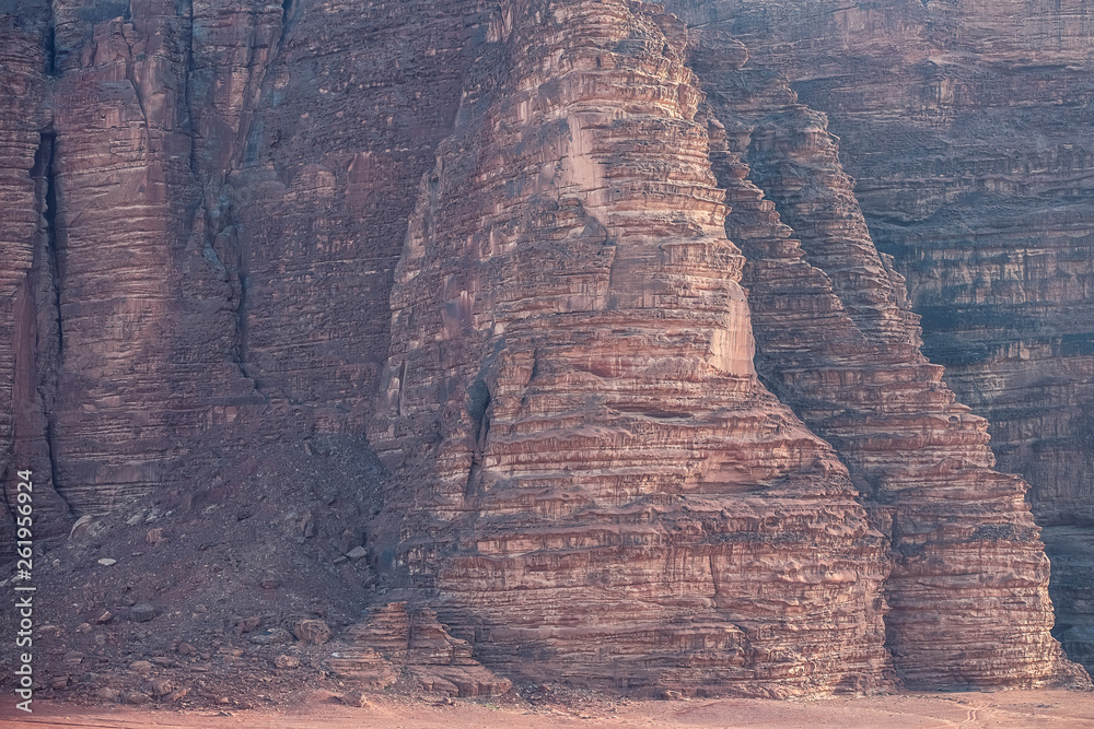 inside the Khazali Canyon in incredible lunar landscape in Wadi Rum in ...