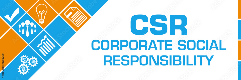 CSR - Corporate Social Responsibility Business Symbols Orange Blue Left ...