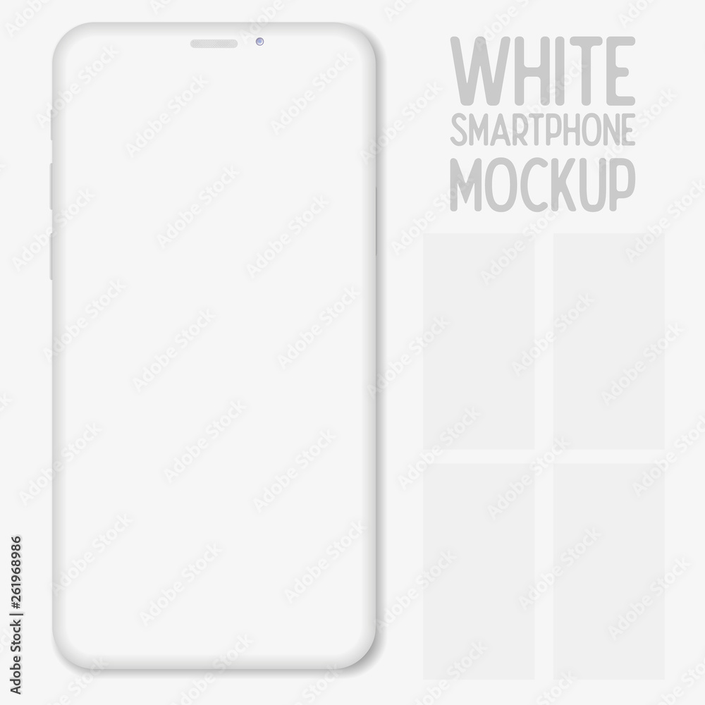 Mockup smartphone with blank screen isolated on white background. Phone ...
