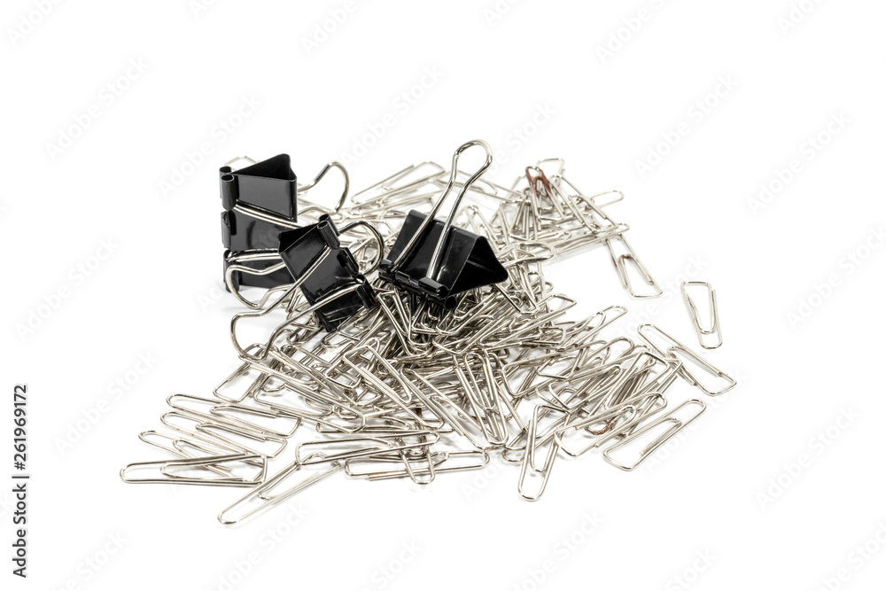 Group of black paper clip ana paperclip isolated on white background ...