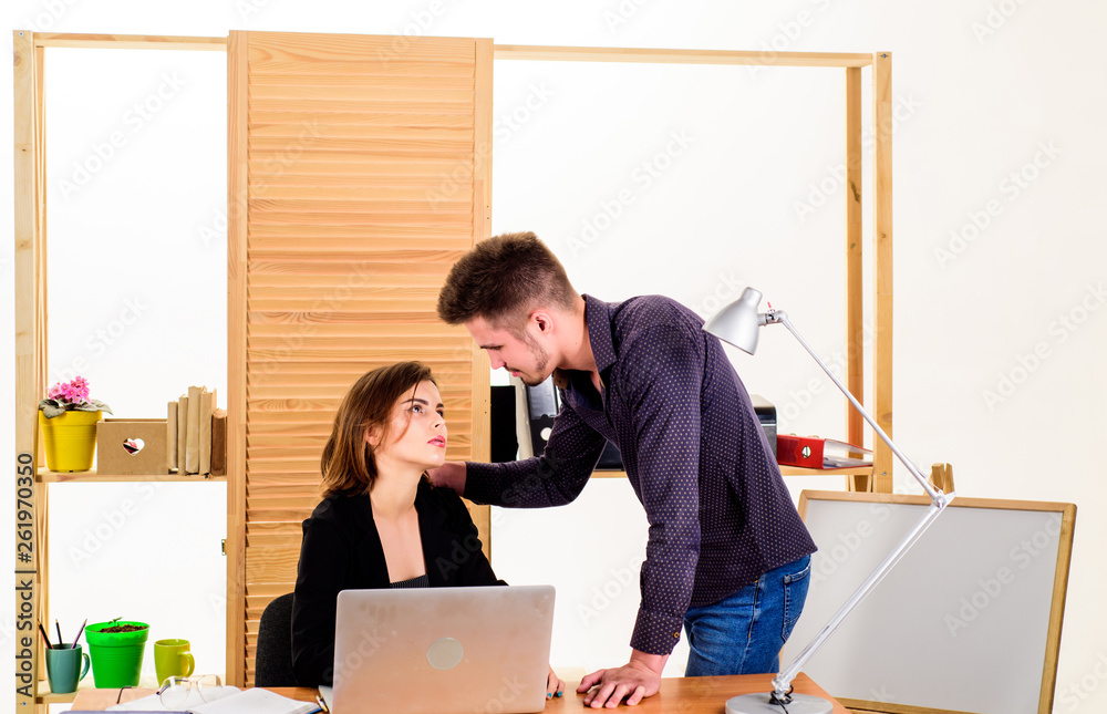 Falling In Love In Office Workplace Romance Of Handsome Man And Sexy