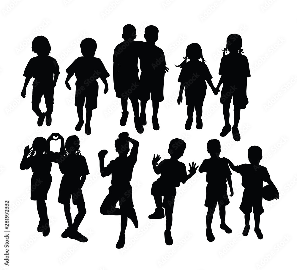 Child and Kid Activity Silhouettes, art vector design Stock Vector ...
