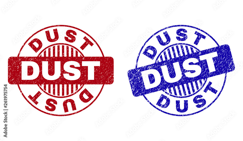 Grunge DUST round stamp seals isolated on a white background. Round ...
