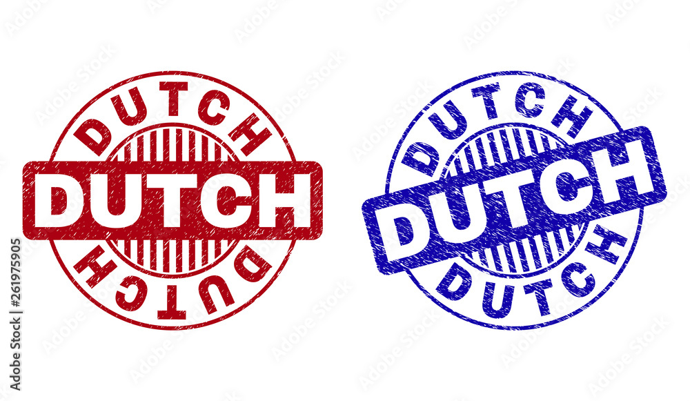 Grunge DUTCH round stamp seals isolated on a white background. Round ...