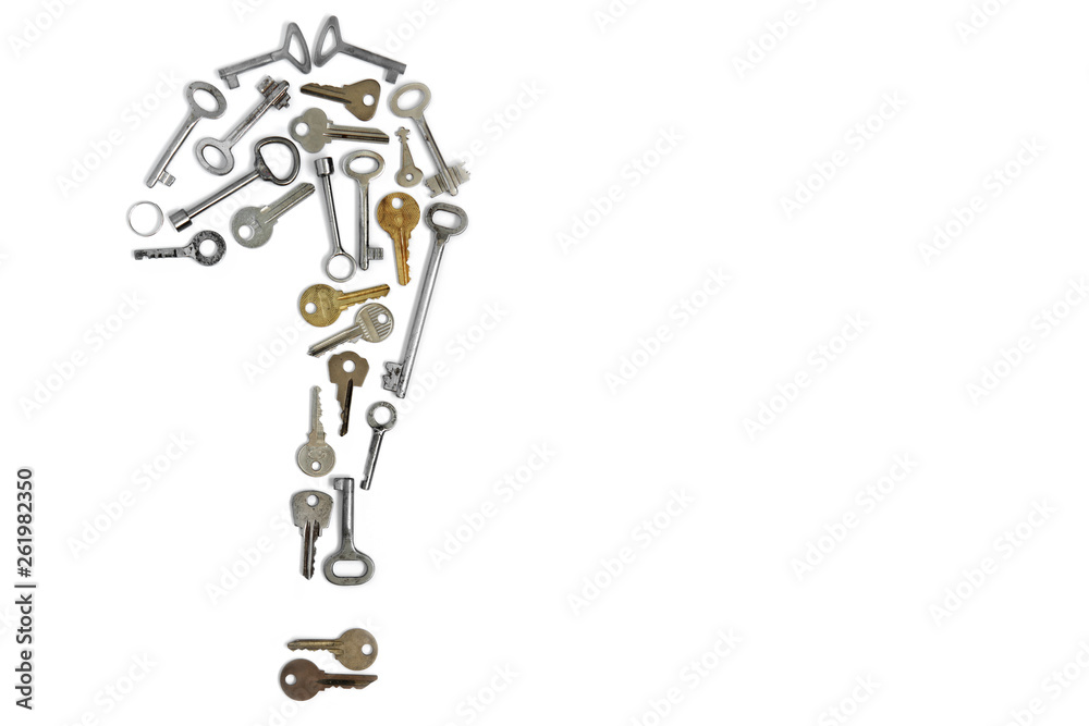 Question mark from old keys. The shape of the question mark. Conceptual ...