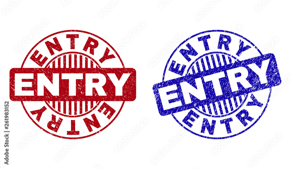 Vecteur Stock Grunge ENTRY round stamp seals isolated on a white ...
