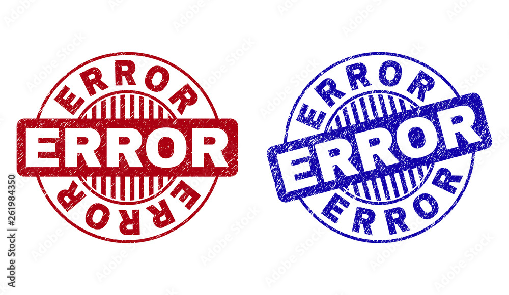 Grunge ERROR round stamp seals isolated on a white background. Round ...