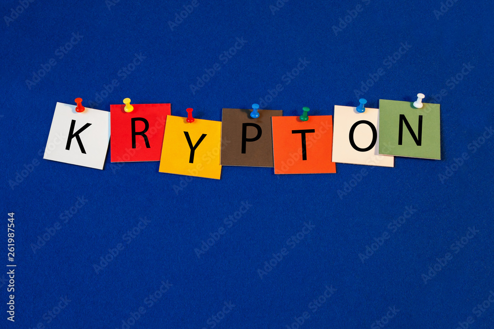 Krypton – one of a complete periodic table series of element names ...