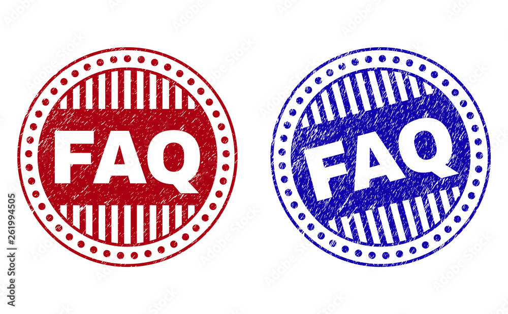 Grunge FAQ round stamp seals isolated on a white background. Round ...