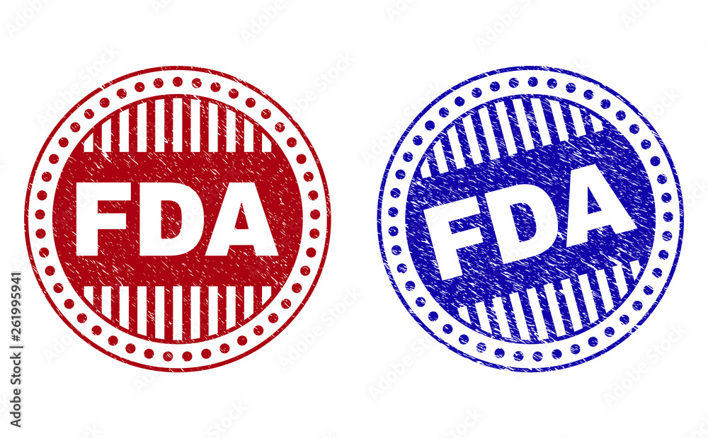 Grunge FDA round stamp seals isolated on a white background. Round ...