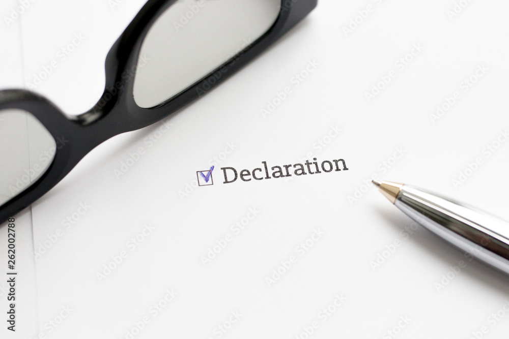 Checked checkbox with word "Declaration". Stock Photo | Adobe Stock