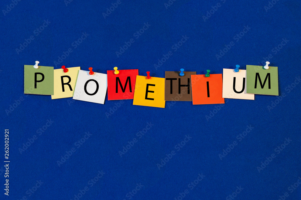 Promethium – one of a complete periodic table series of element names ...