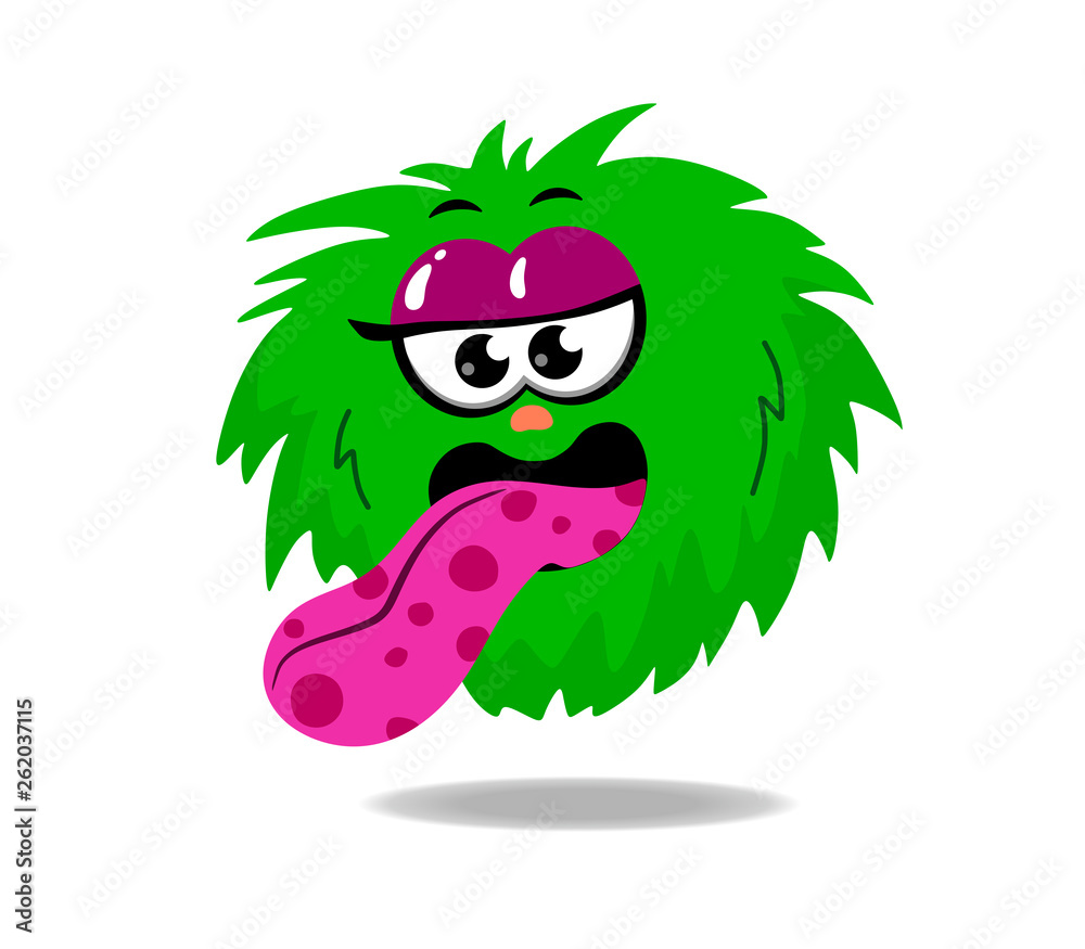 Green monster without arms and legs with tongue. Cartoon monster on a ...