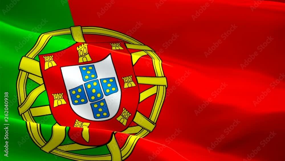 Portugal waving flag. National 3d Portuguese flag waving. Sign of ...