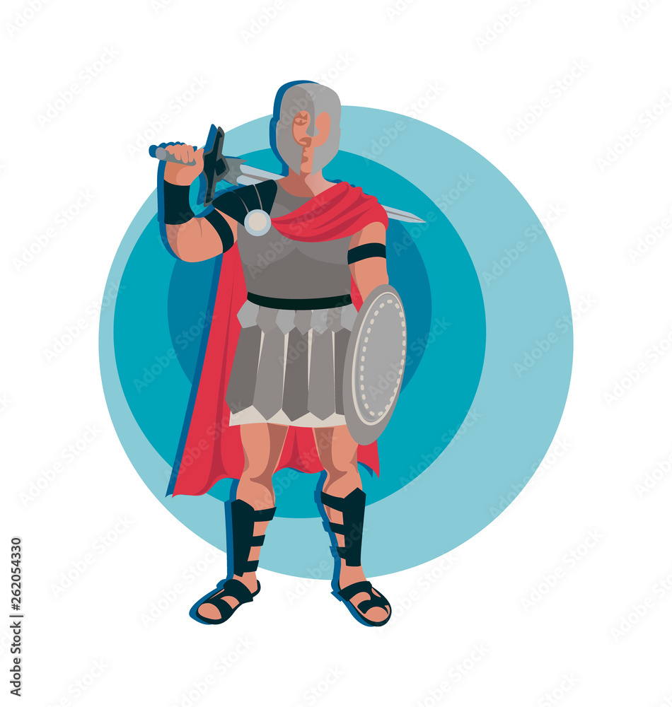 Gladiator Roman warrior character in armor with a sword and shield ...